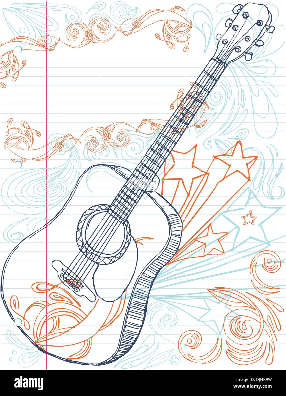 hand drawn guitar with large text box. all elements on separate layers ...