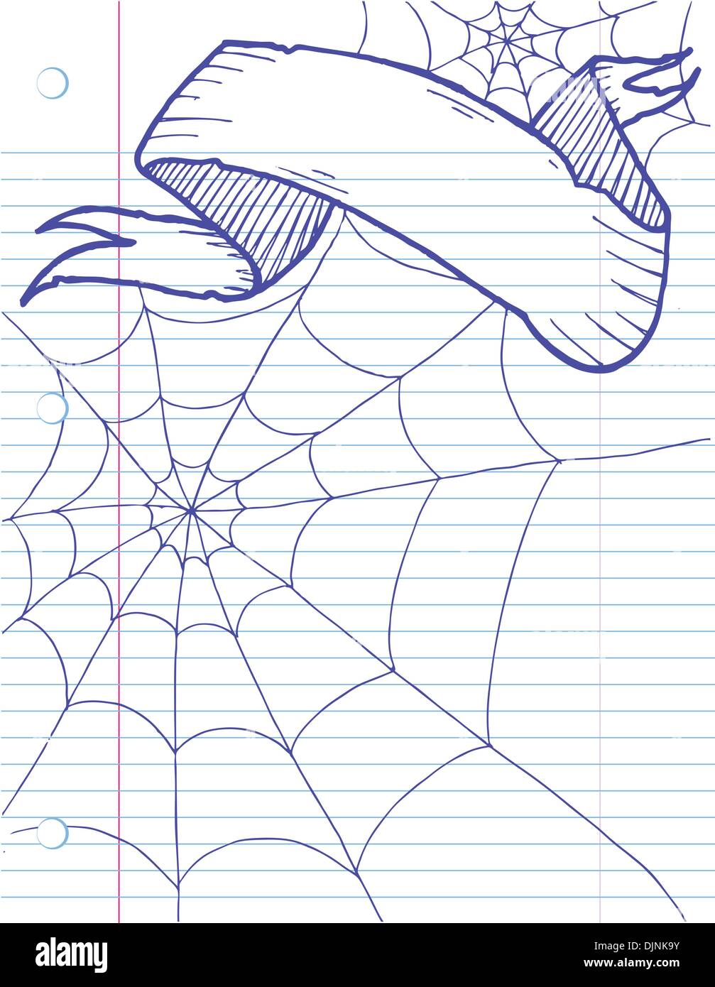 Hand drawn banner and spider web on lined paper Stock Vector Image ...