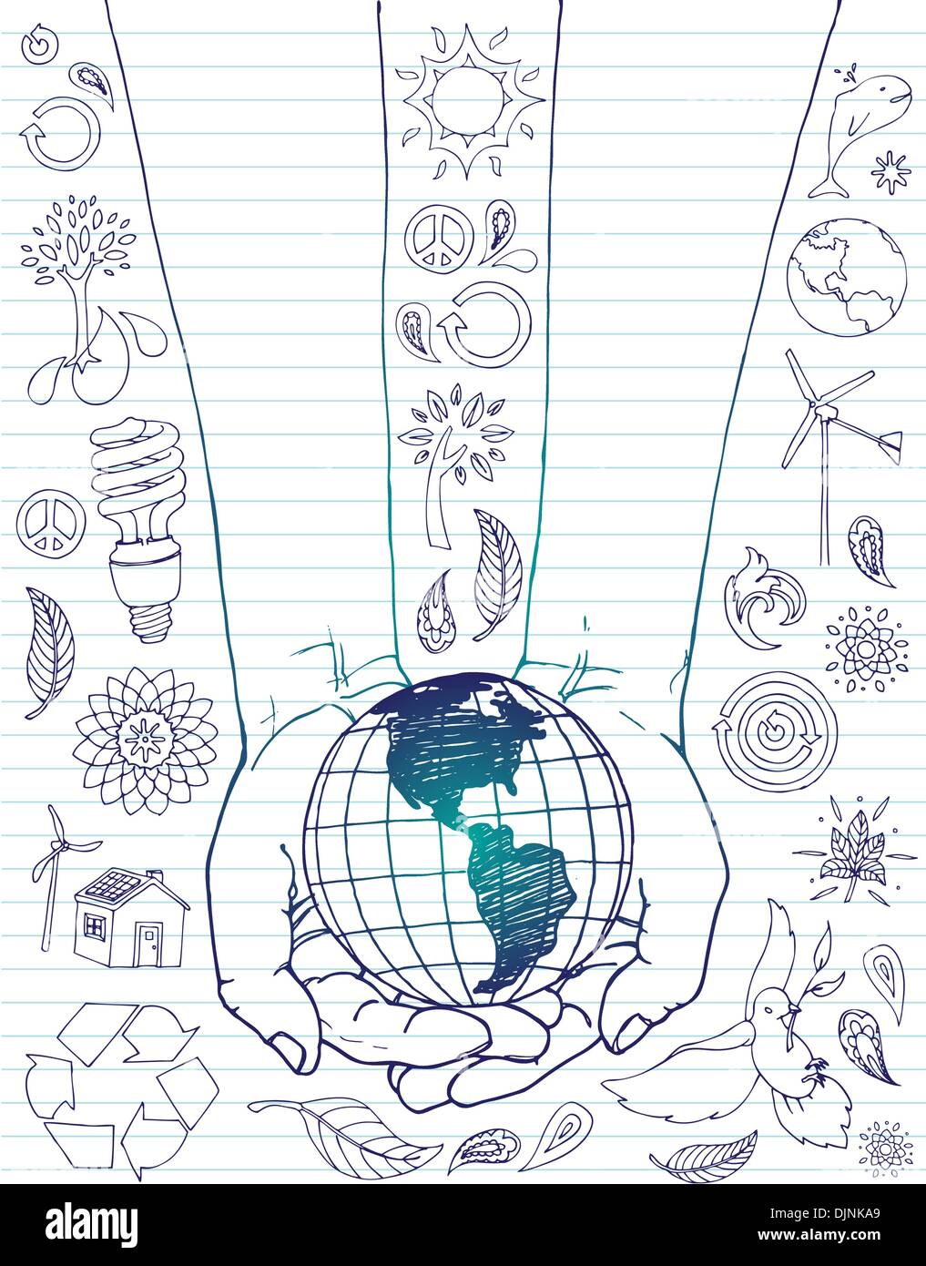 Hands holding earth doodle Stock Vector Images - Alamy