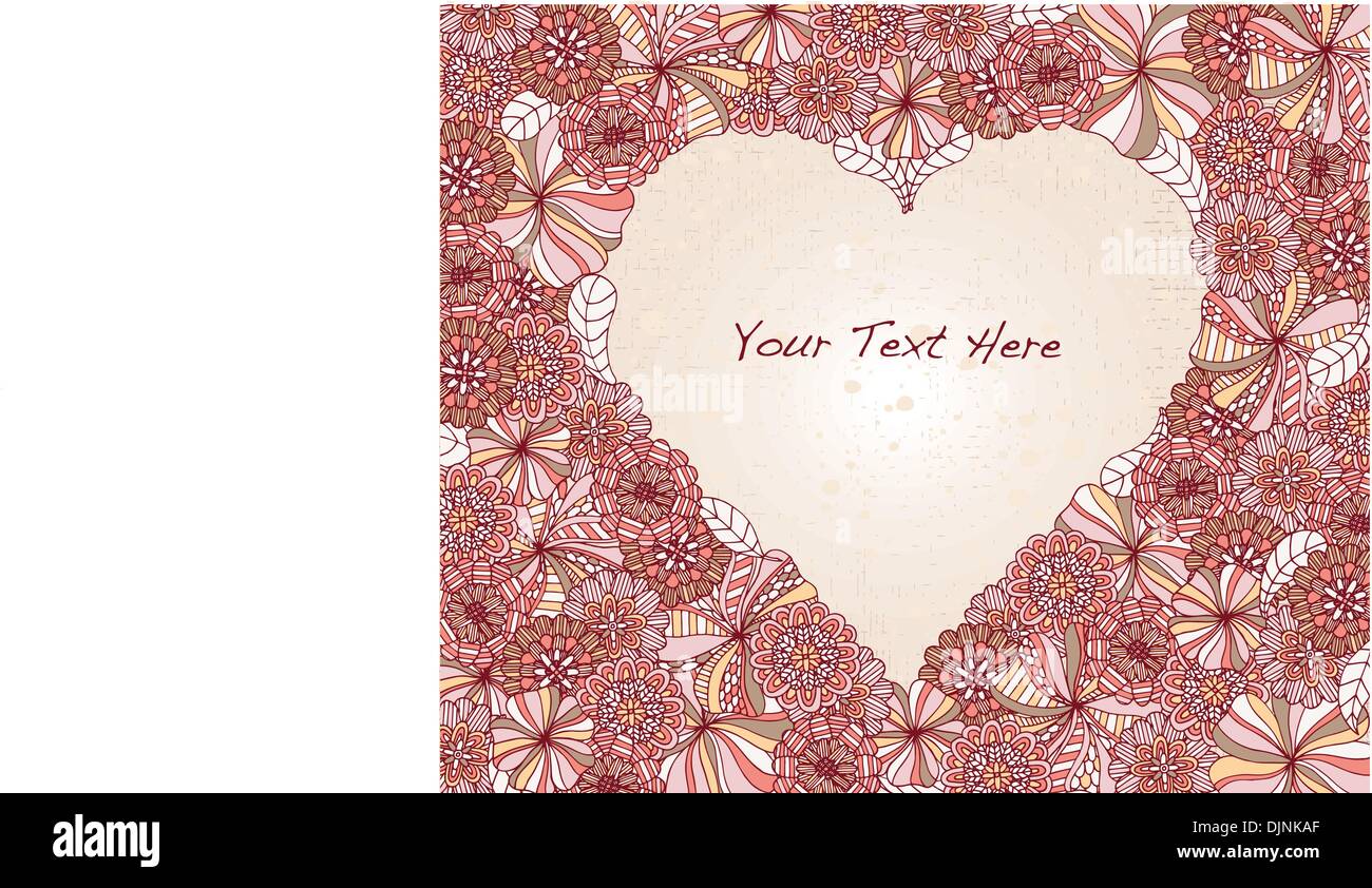 Retro hand drawn flowers make heart shapes frame Stock Vector Image ...