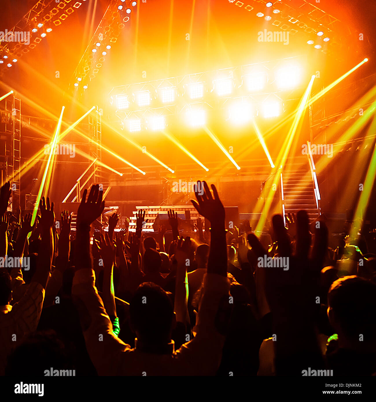 Photo of young people having fun at rock concert, active lifestyle ...