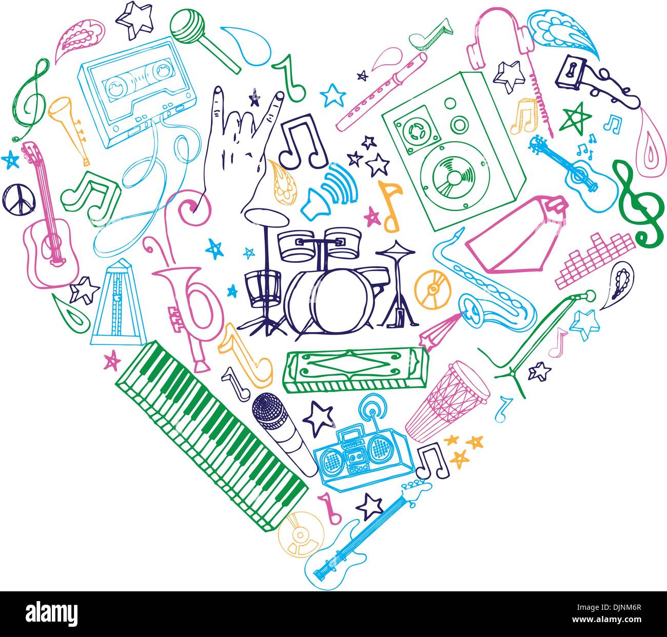 Colorful doodles of musical instruments Stock Vector Image & Art - Alamy