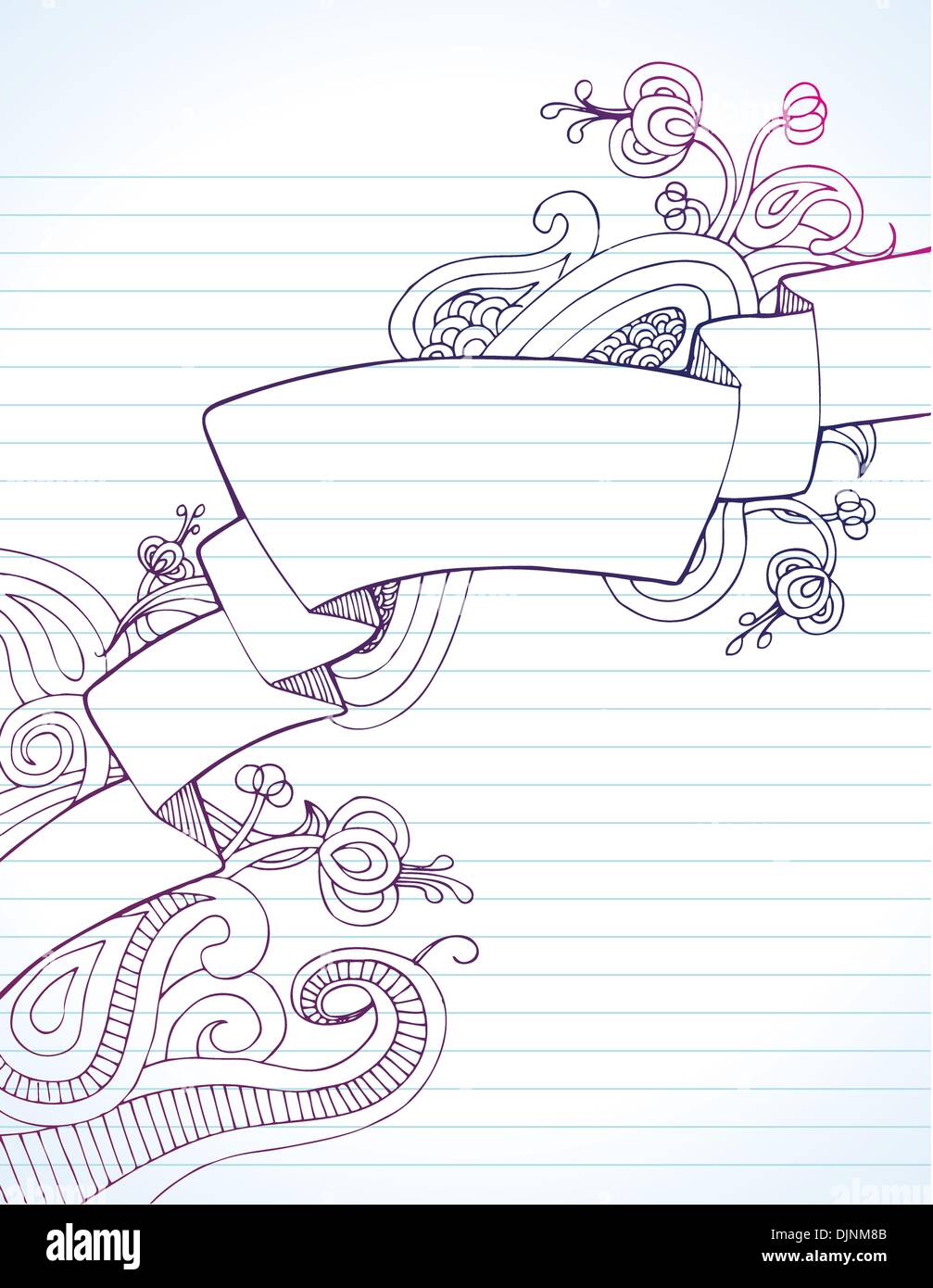 Ornate hand drawn banner on lined paper Stock Vector Image & Art - Alamy