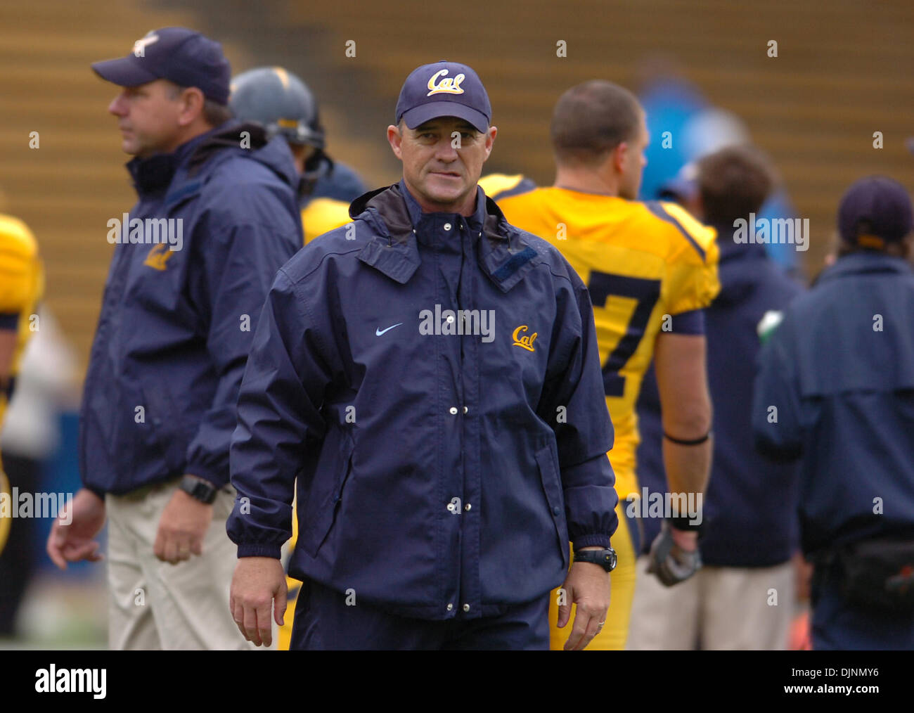 California Golden Bears head coach Jeff Tedford walks on the field ...