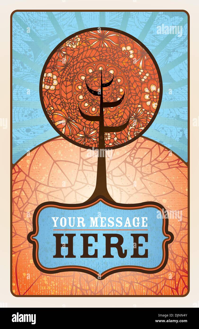 Floral tree with message banner Stock Vector Image & Art - Alamy