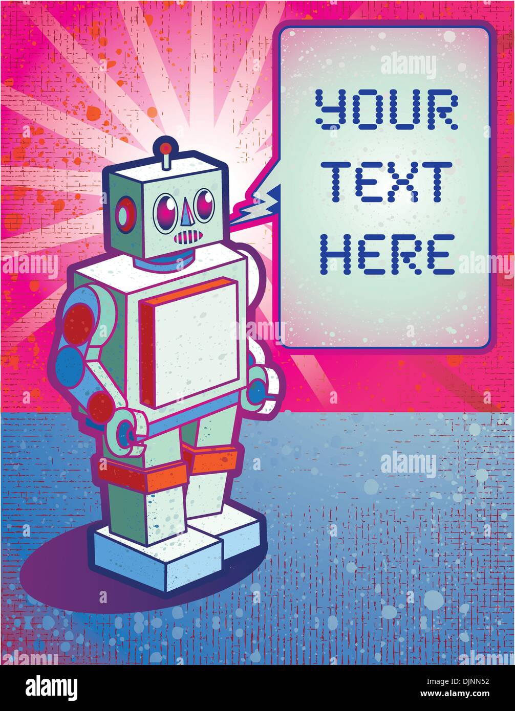 1950s style robot on with speech bubble Stock Vector Image & Art - Alamy