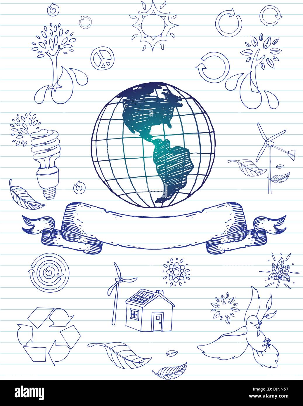 Eco doodles surrounding earth Stock Vector Image & Art - Alamy