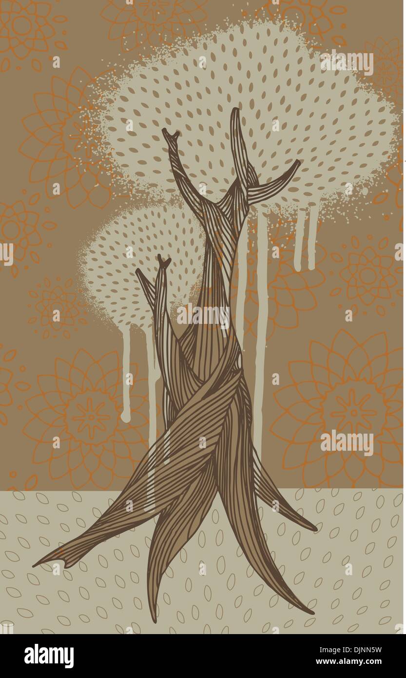 Hand drawn tree with spraypaint for leaves Stock Vector Image & Art - Alamy