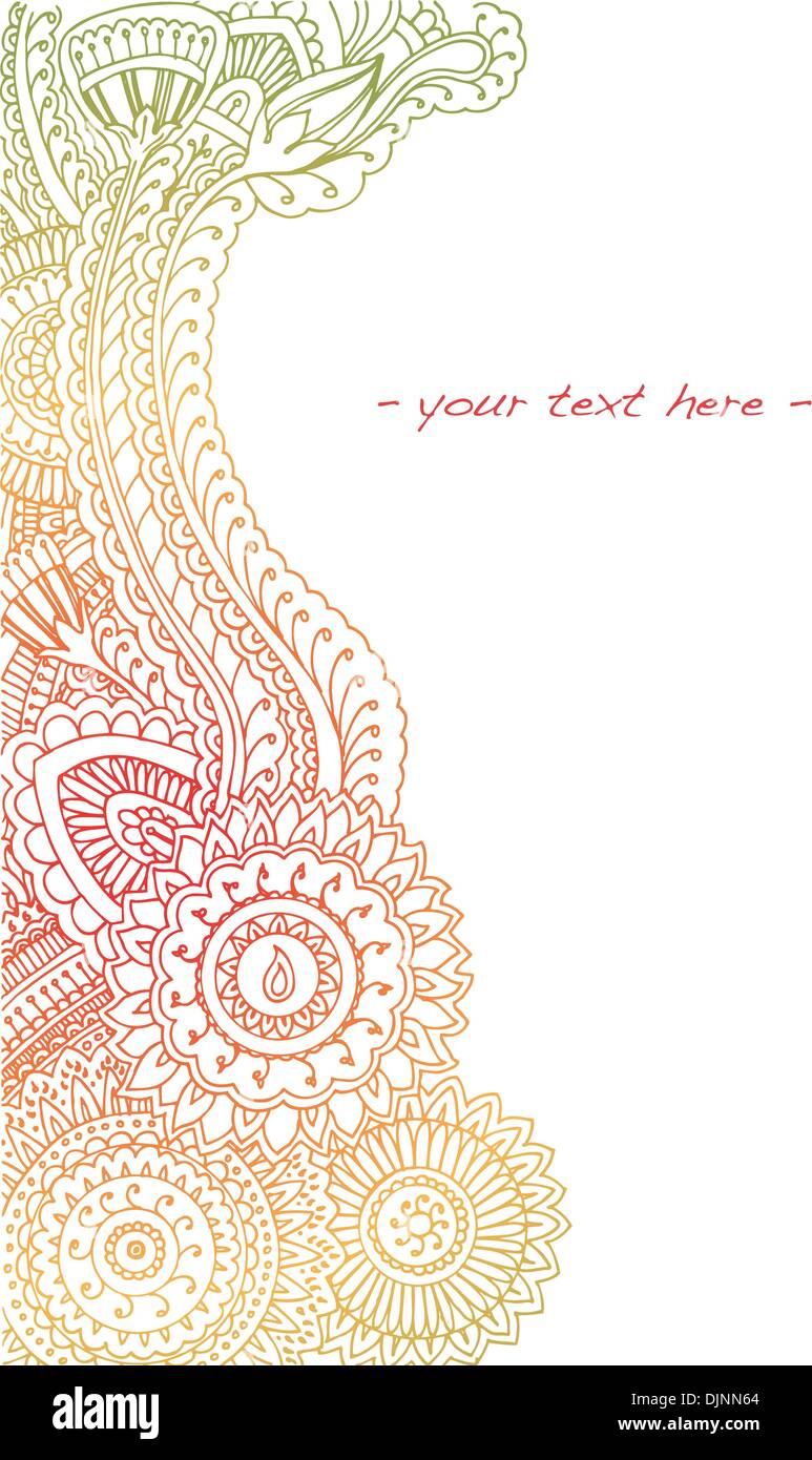 Ornate Henna border in summer colors Stock Vector Image & Art - Alamy