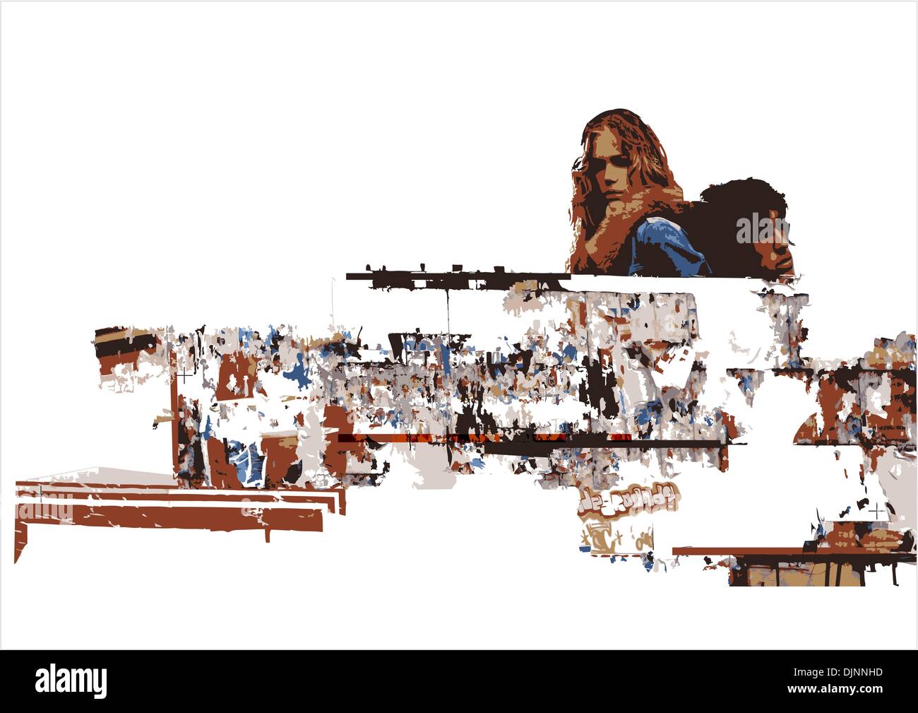 Grunge distorted & worn out, Vector illustration Stock Vector Image ...