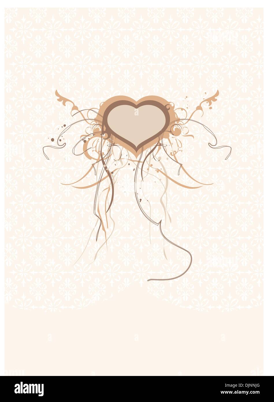 An intricate piece of ornate, organic scroll work set around a heart ...