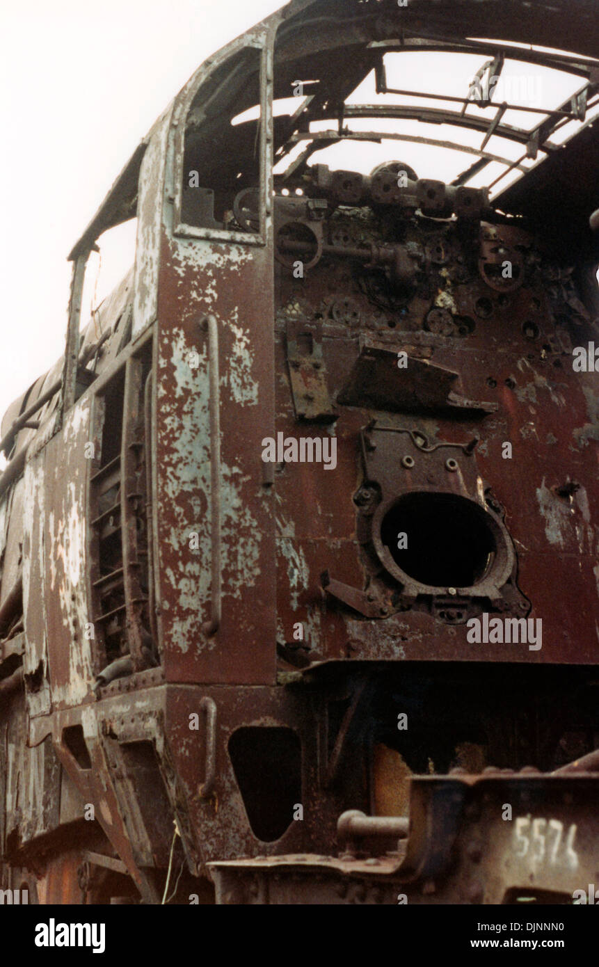 Scrapyard of British steam locomotives at Woodhams Yard in Barry South ...