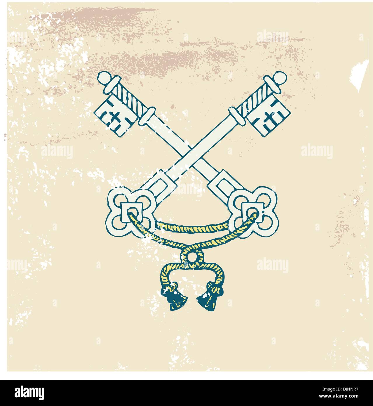 two very old heraldic keys on the Grunge background. Vector ...