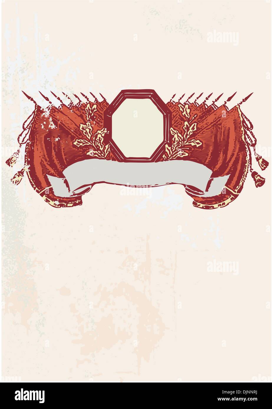 frame with banner and red flags on the grunge background. Vector ...