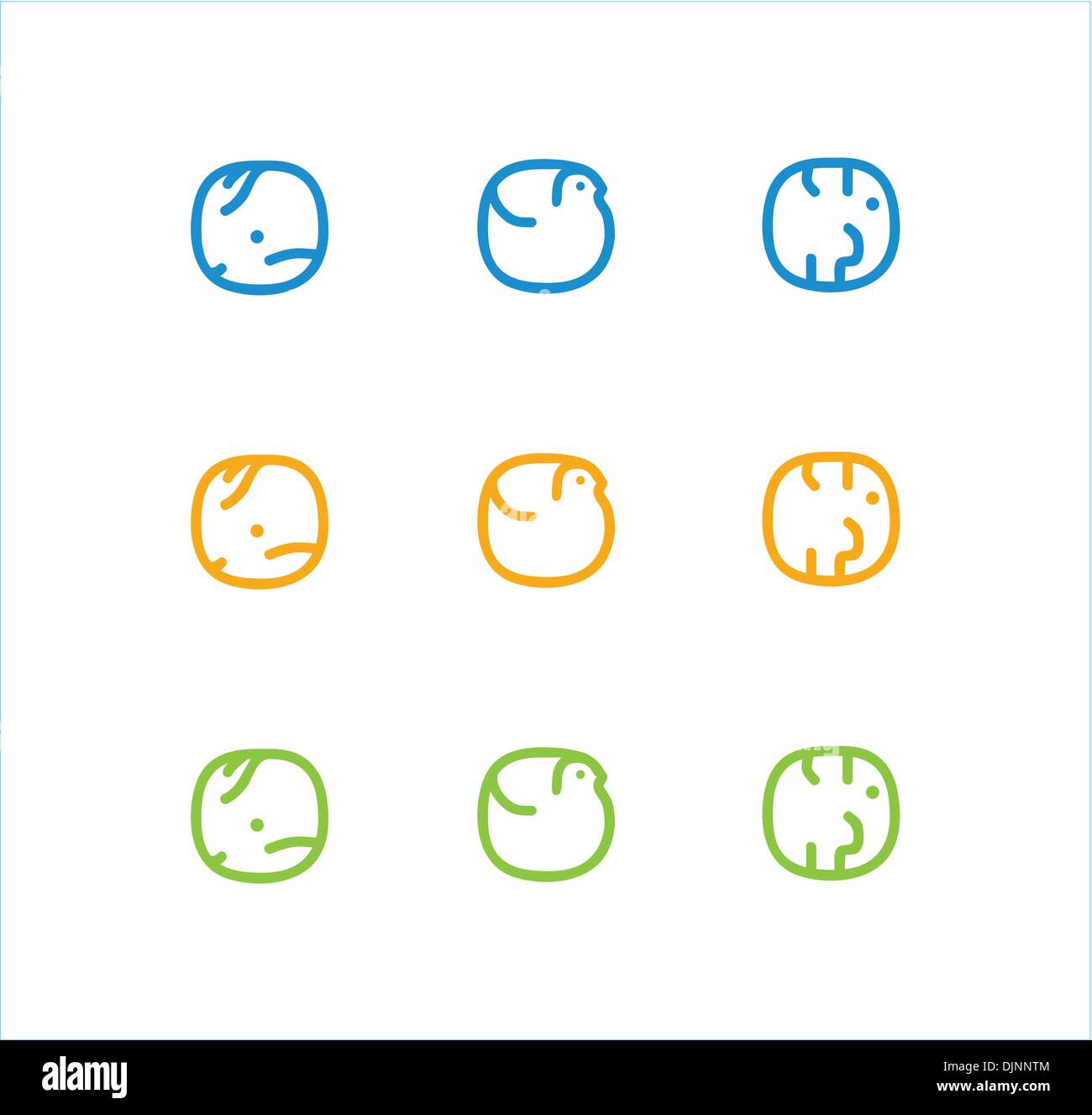 Set of stylized animal icons: bird, whale and elephant Stock Vector ...