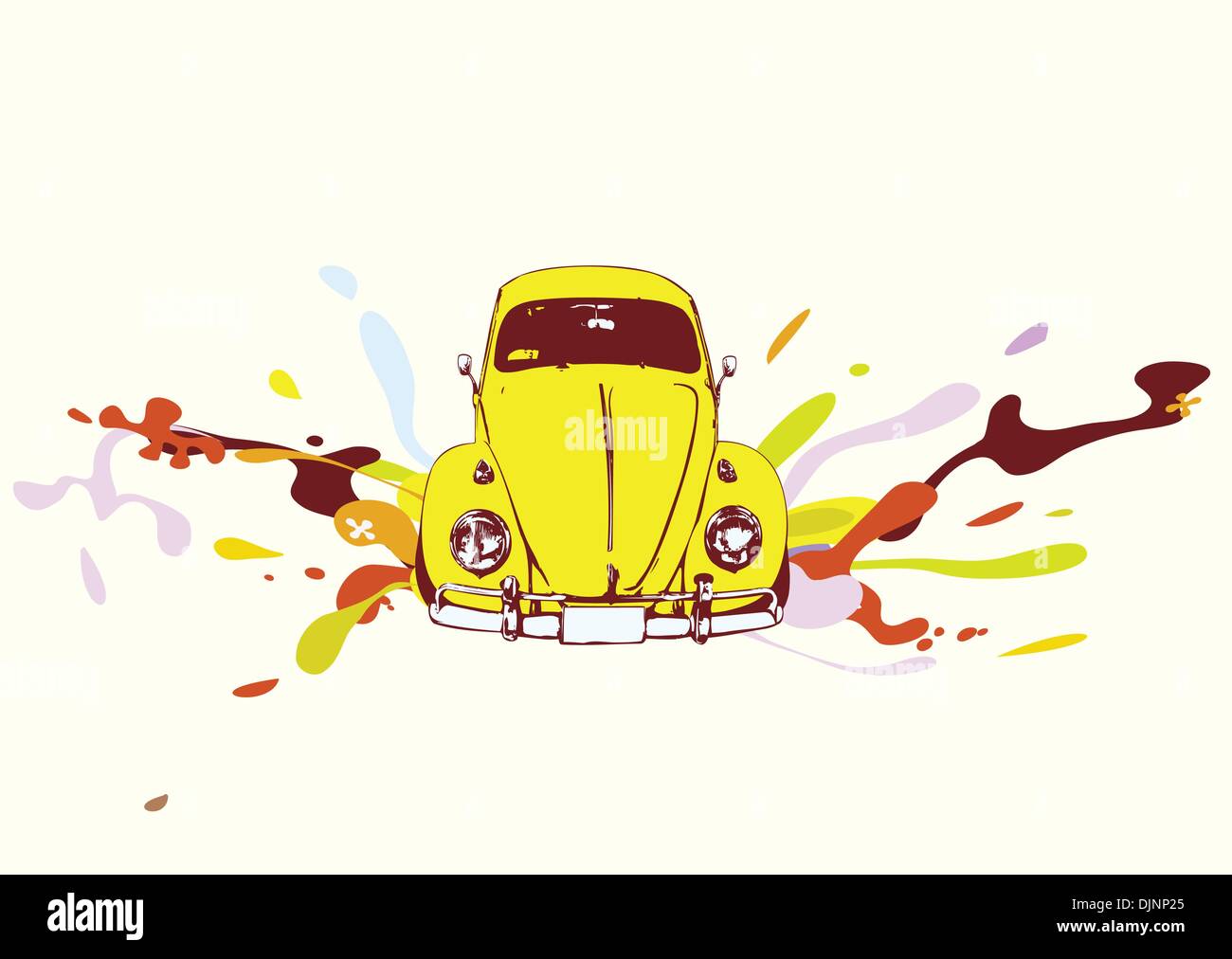 Vector illustration of old custom Volkswagen Beatle on white background ...