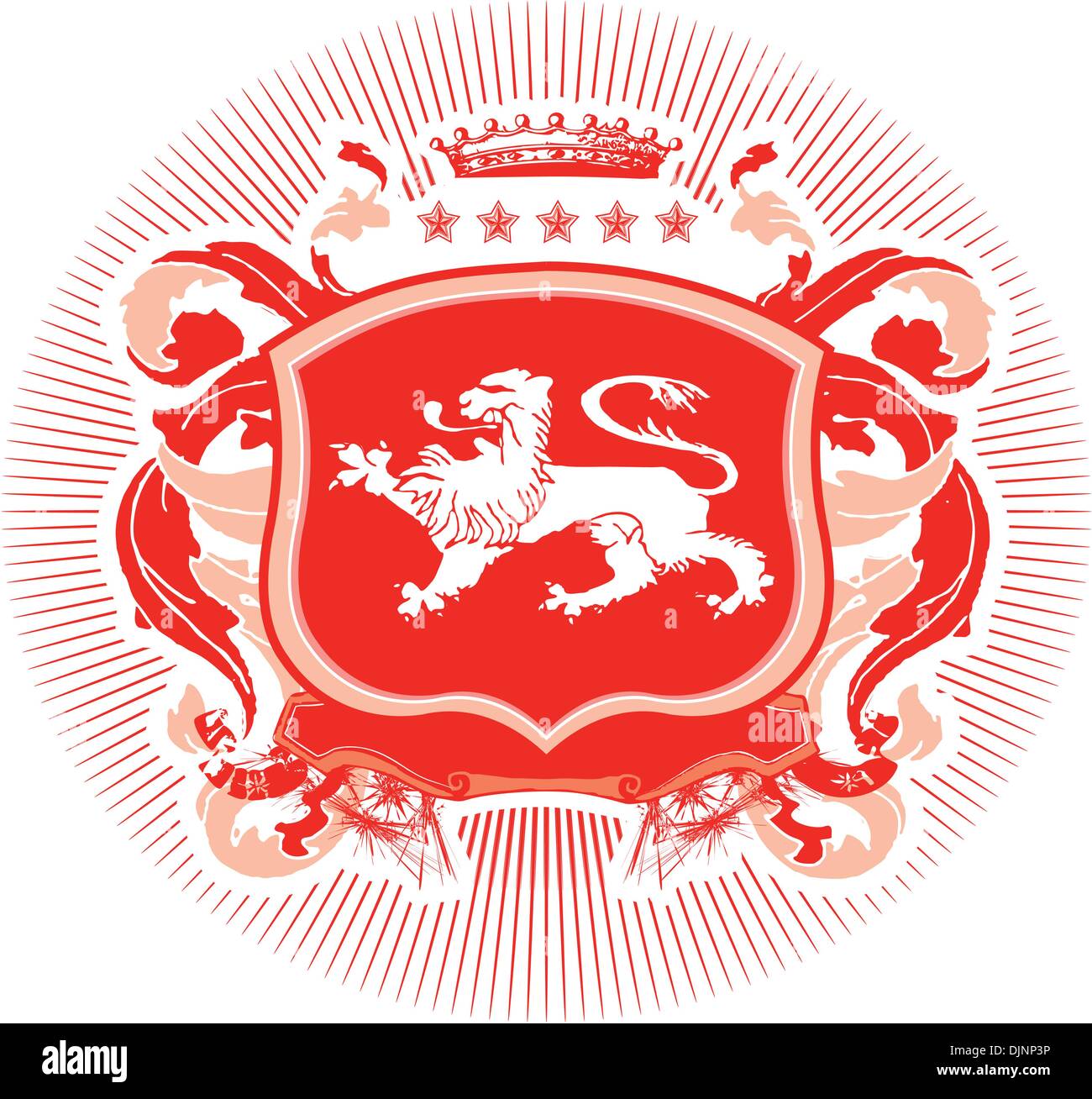 An heraldic shield or badge with stilyzed lion . Vector illustration ...