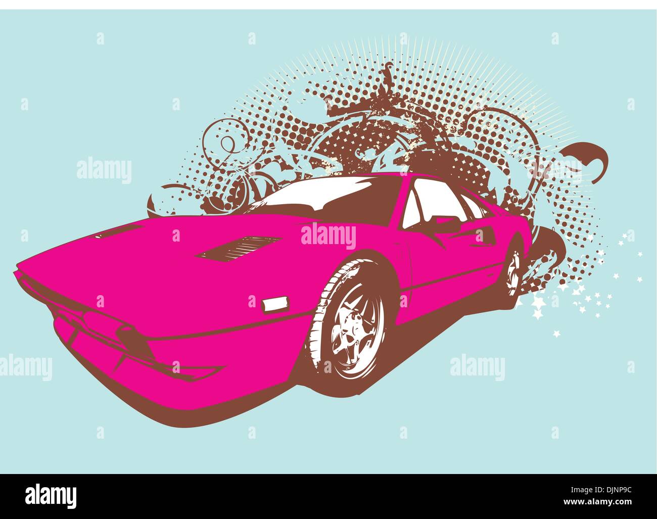 Vector Illustration of old vintage custom collector's car on grunge ...