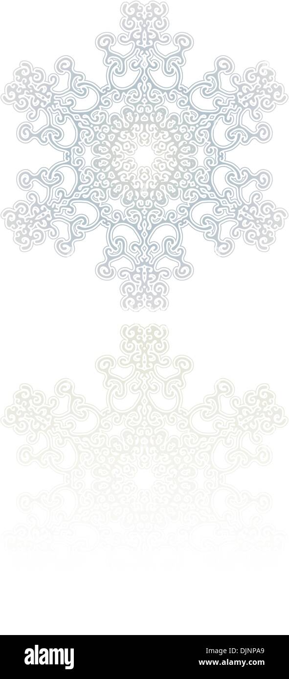 Decorative Snowflake Ornament with reflection . Vector illustration ...