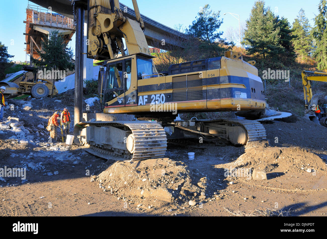 Heavy construction mobile drilling machine at construction site Stock ...