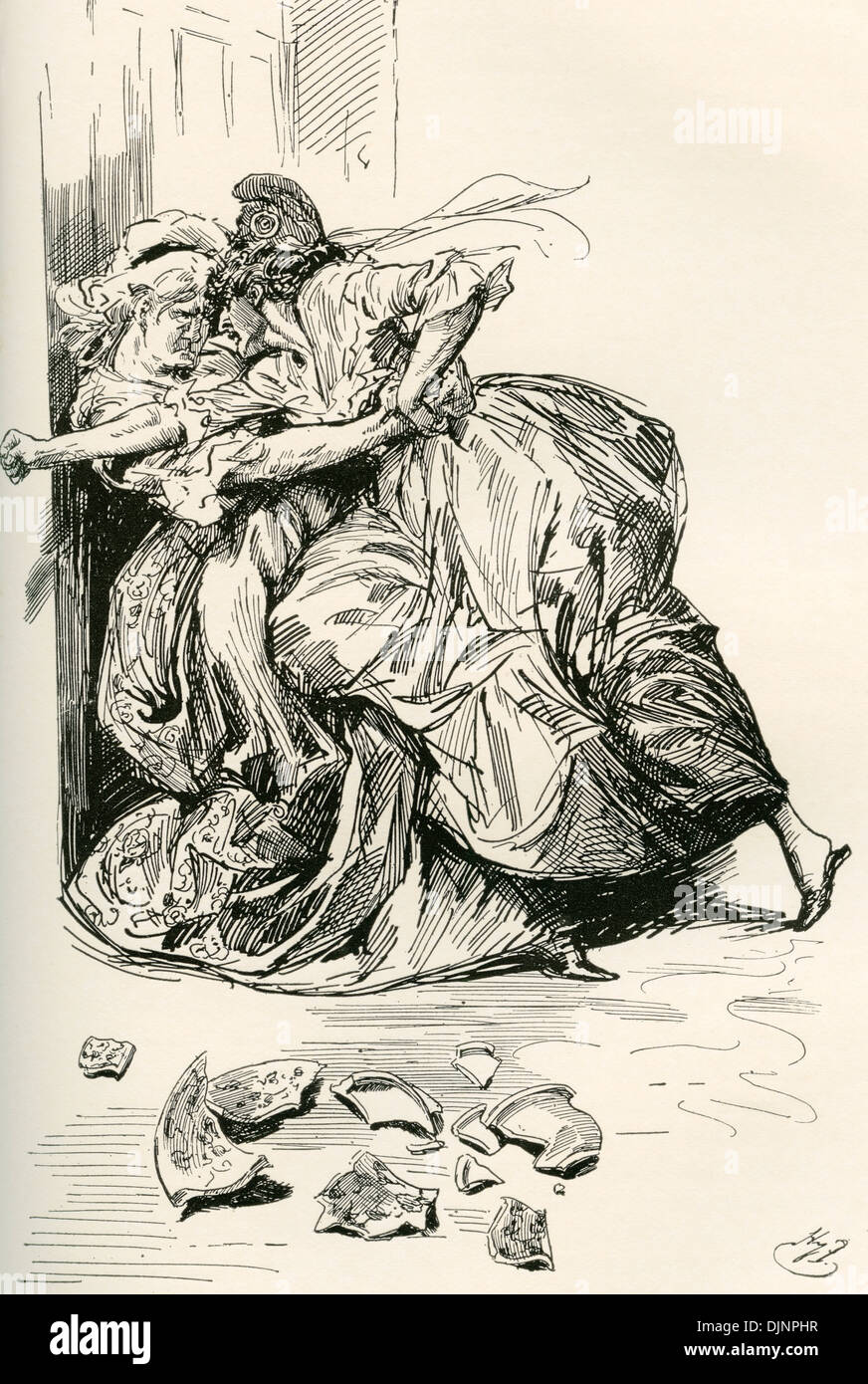 Struggle Between Miss Pross and Madame Defarge. From Tale of Two Cities ...