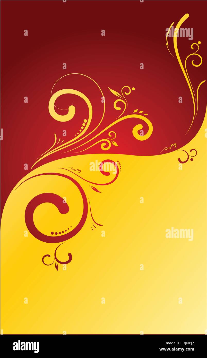 Vector illustration of elegant golden and red floral background Stock ...