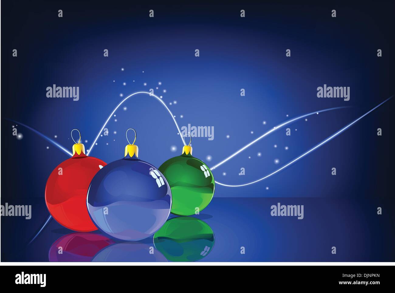 Vector Illustration of three Christmas Balls with reflections on the ...