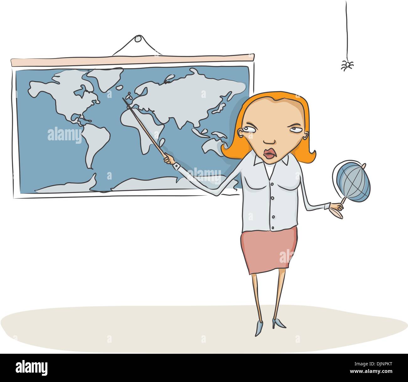 Geography teacher showing something to students on the world map Stock ...