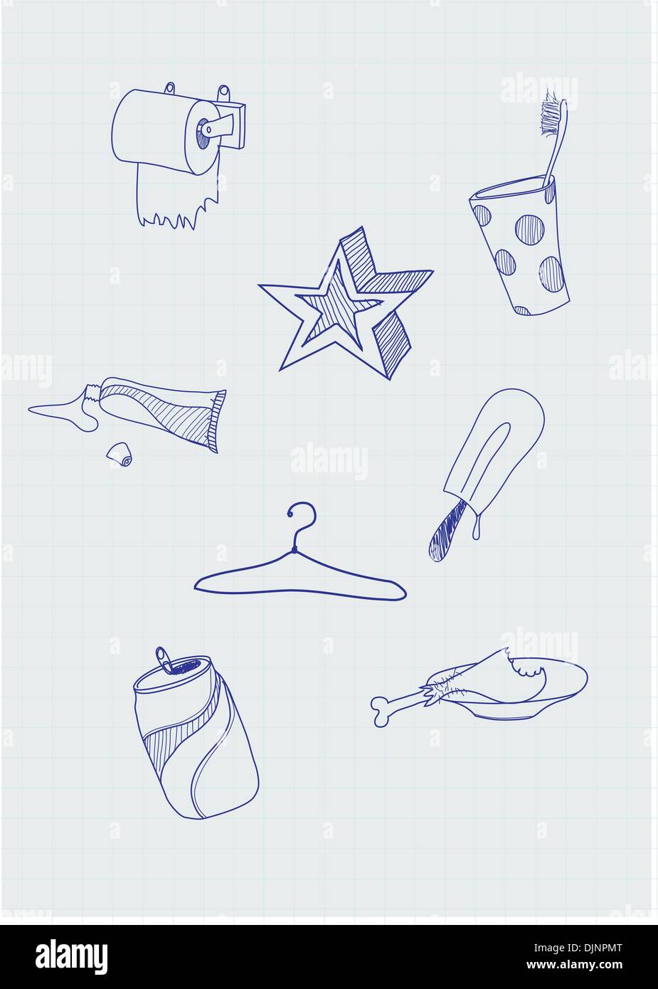Set of funky hand-drawn elements of modern urban life. Vector ...