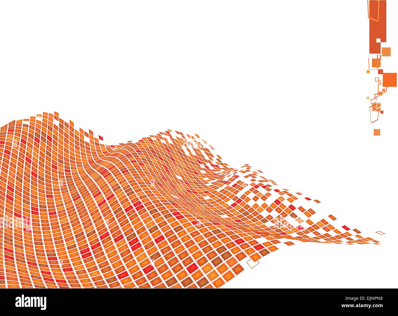 Vector illustration of organic wave surface made of orange squares ...