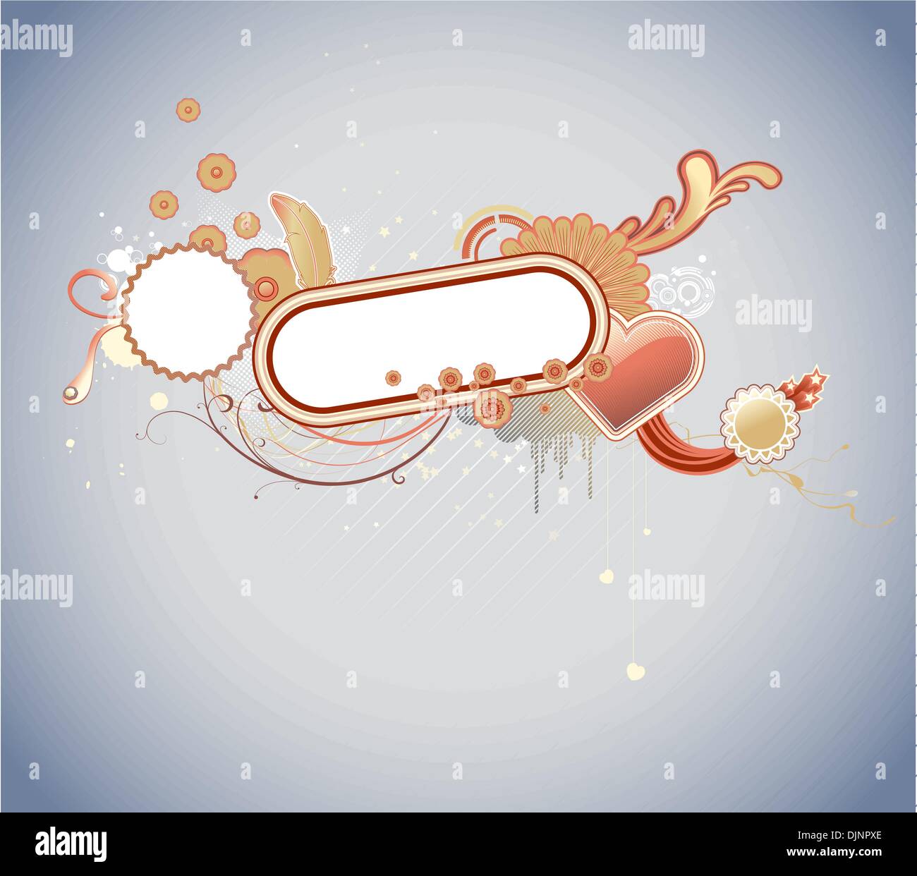 Vector illustration of funky styled design frame with heart shape and ...