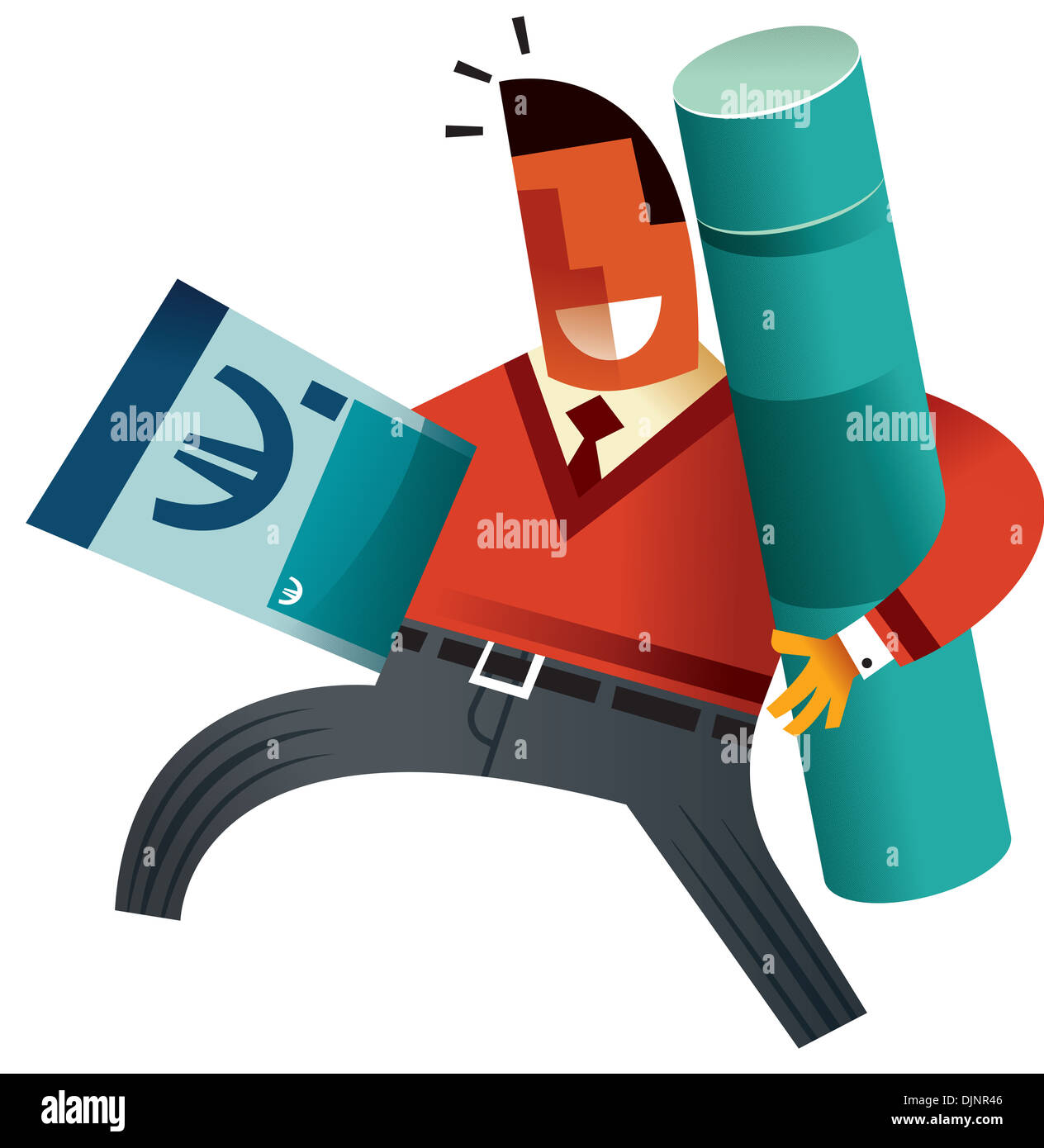 A man carrying a big euro Stock Photo - Alamy