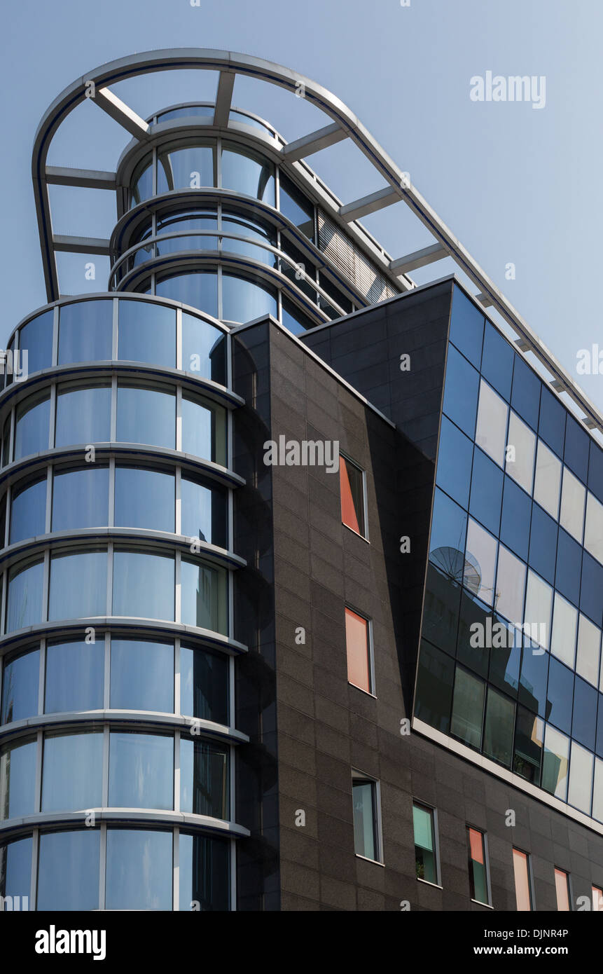 Modern steel and glass high rise office building in Berlin, Germany ...