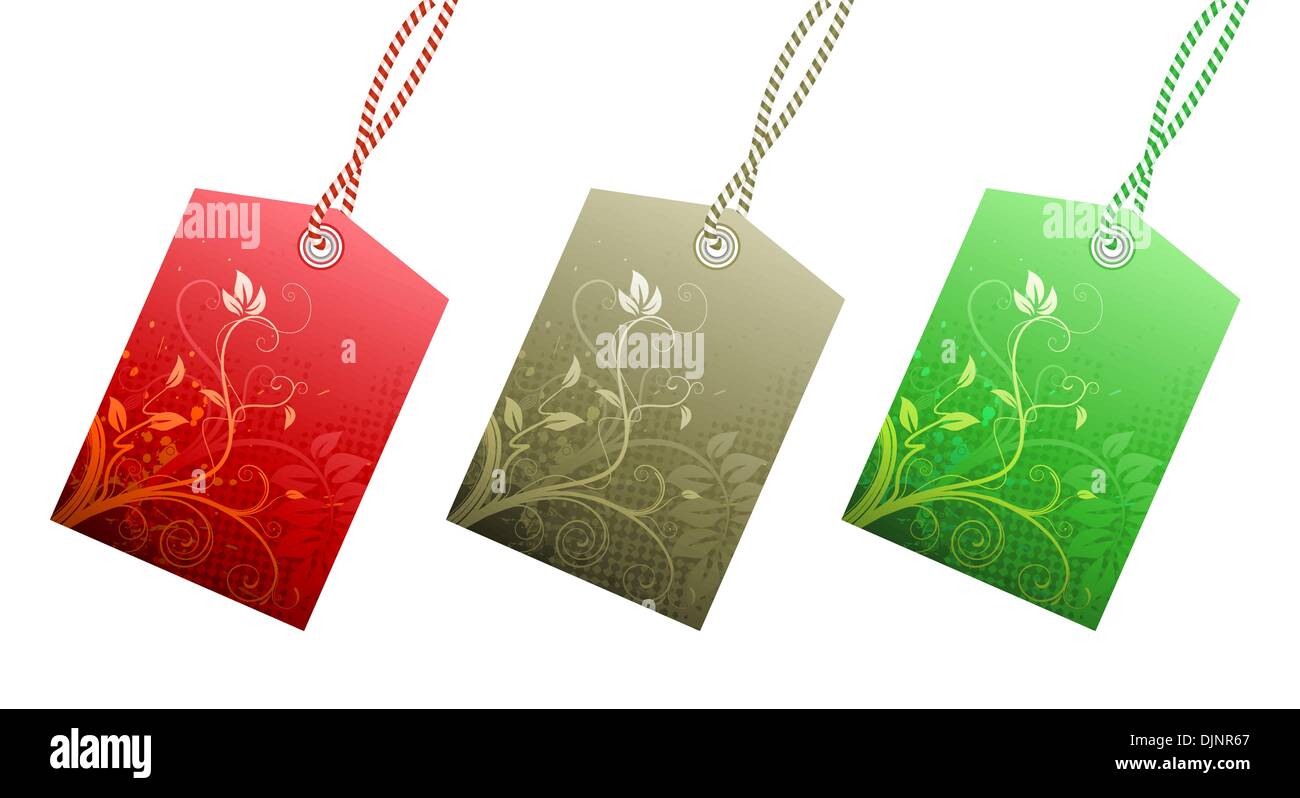 Vector illustration Set of floral product price tags in 3 colors Stock ...