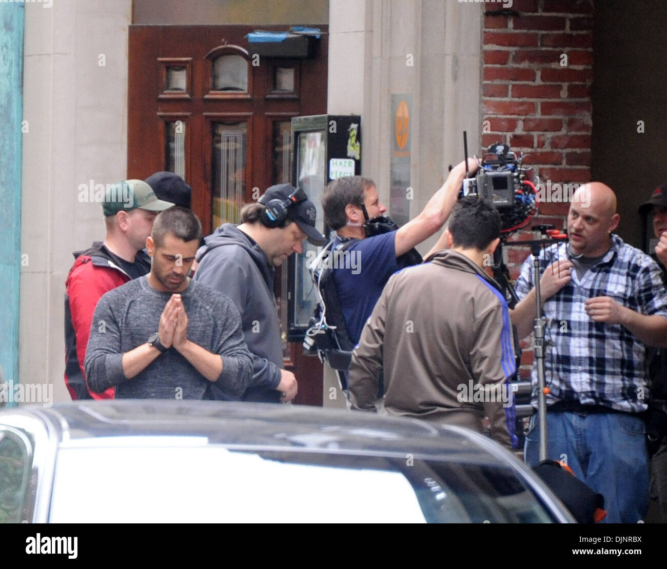 Colin Farrell seen praying Actors Colin Farrell and Dominic Cooper seen ...
