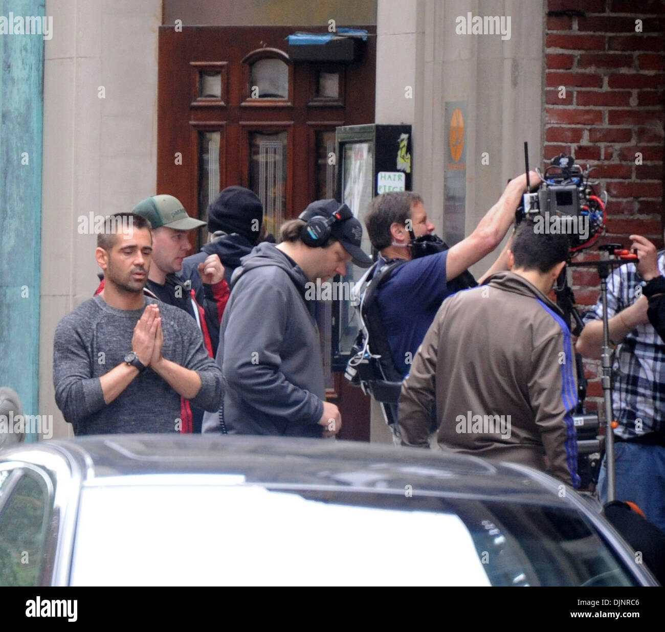 Colin Farrell seen praying Actors Colin Farrell and Dominic Cooper seen ...