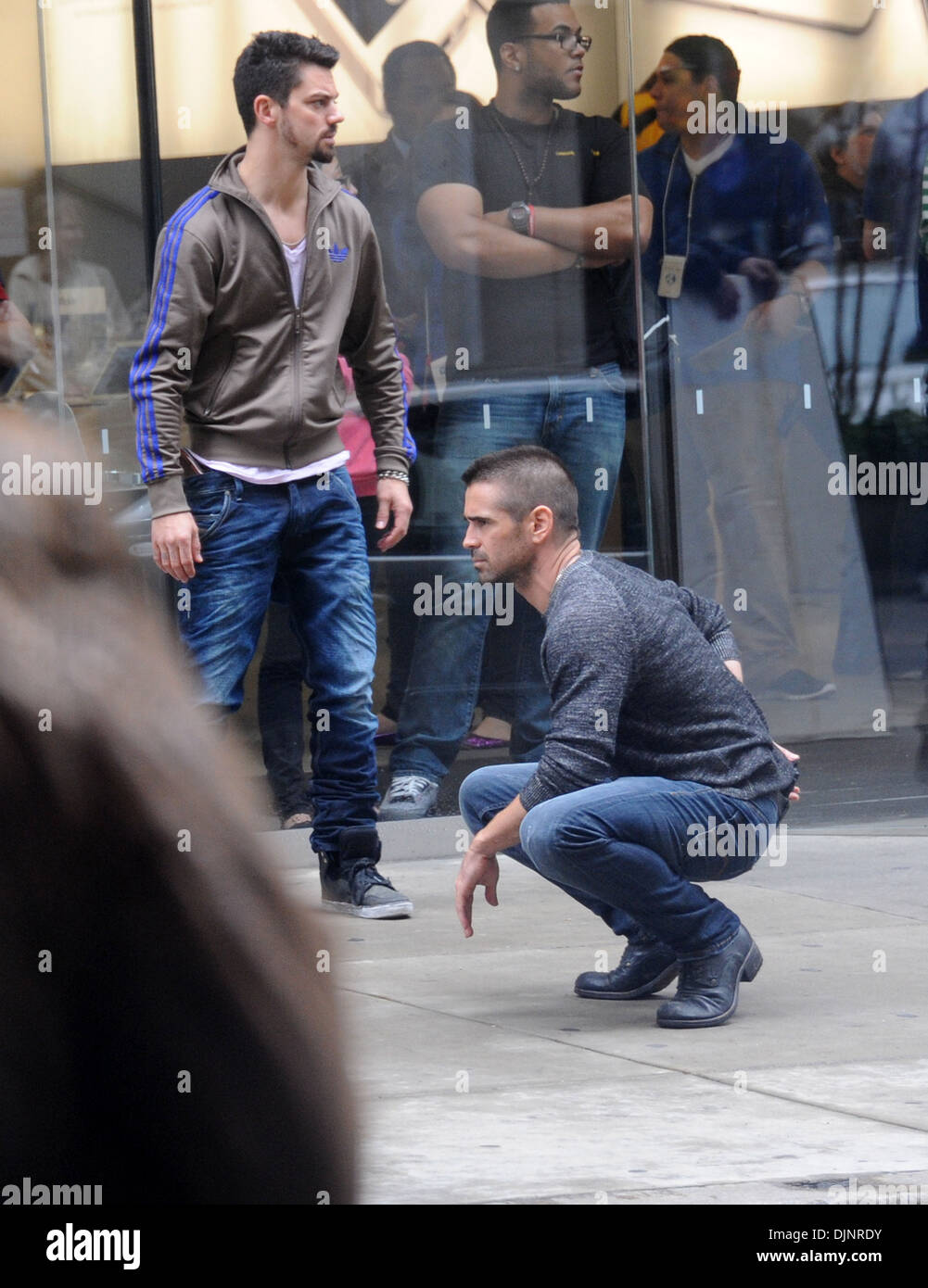 Actors Colin Farrell and Dominic Cooper seen on set of 'Dead Man Down ...