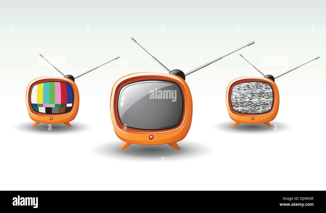 Vector illustration of funky styled design of cute television Stock ...