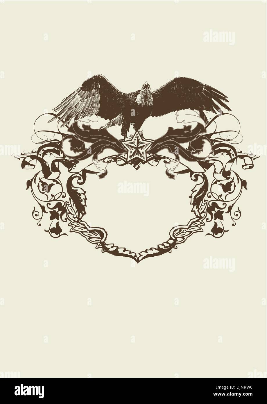 Decorative frame with stylized eagle. Vector illustration Stock Vector ...