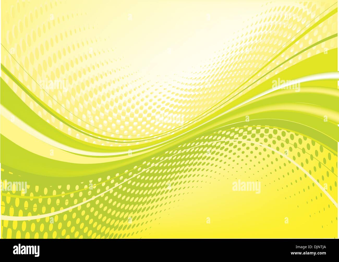 Yellow abstract techno background: composition of dots and curved lines ...