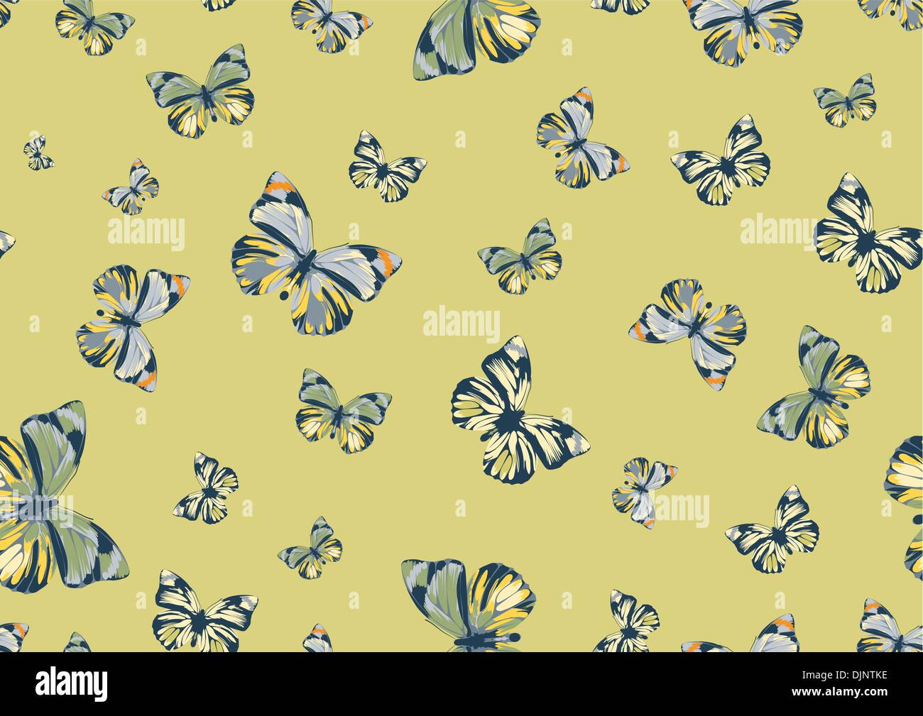 Vector illustration of many funky butterflies of different colors ...