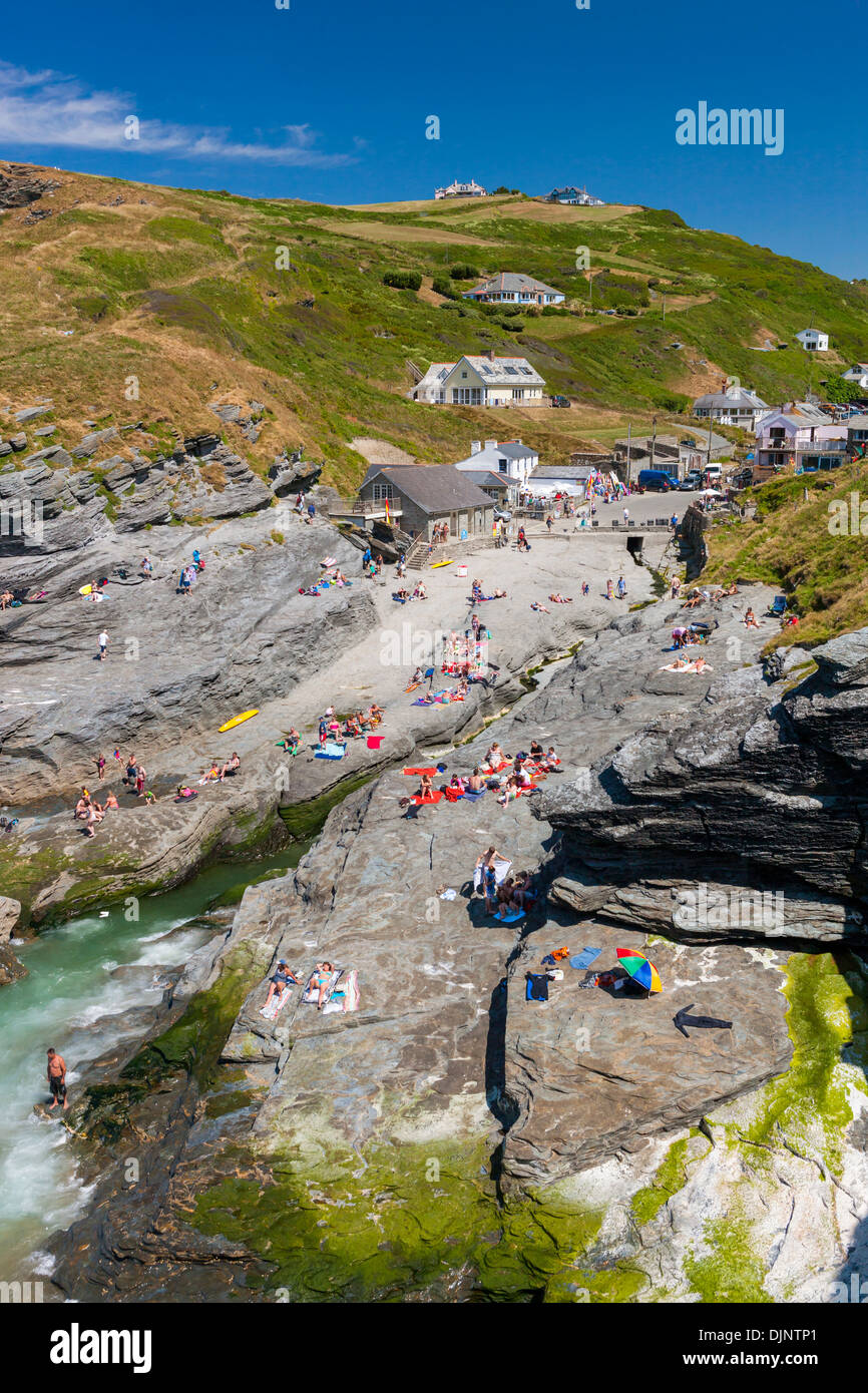 Trebarwith Strand beach in north Cornwall, England, UK, Europe Stock ...