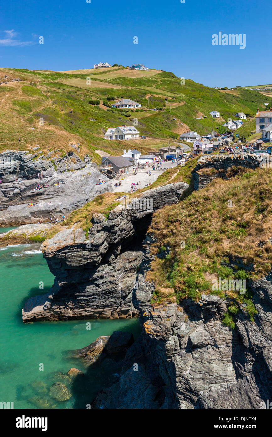 Trebarwith Strand beach in north Cornwall, England, UK, Europe Stock ...