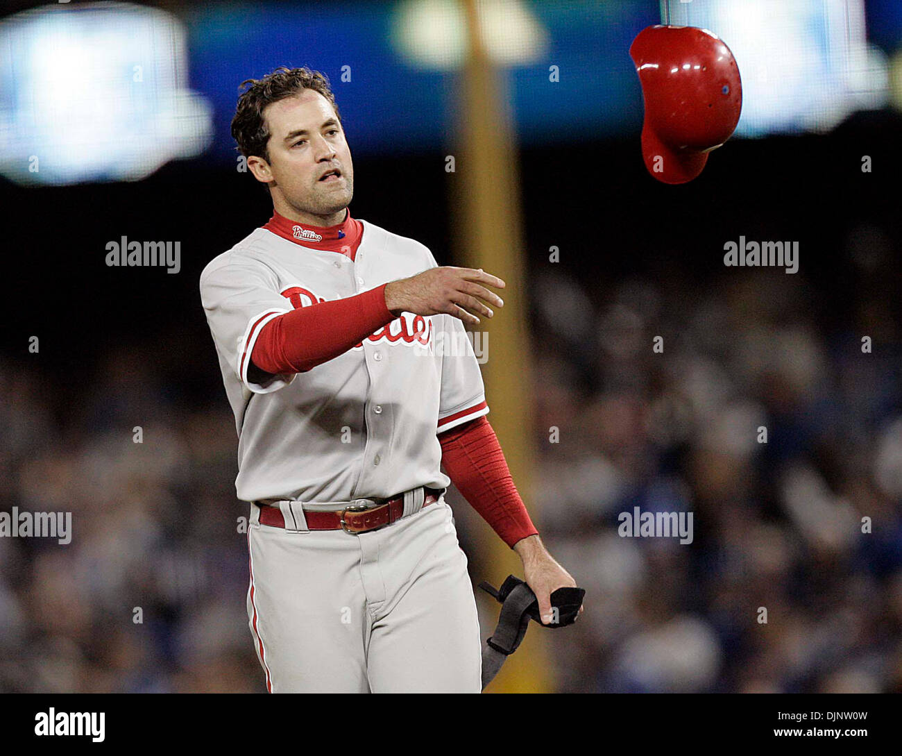 Oct 12, 2008 - Los Angeles, California, USA - PAT BURRELL throws his ...