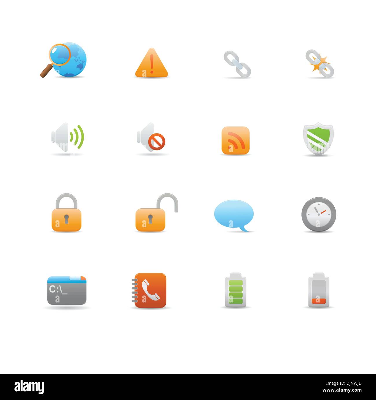 Vector illustration – set of elegant simple icons for common computer ...