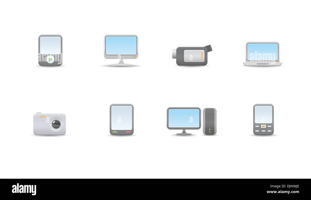 Vector illustration – set of elegant simple icons for common digital ...