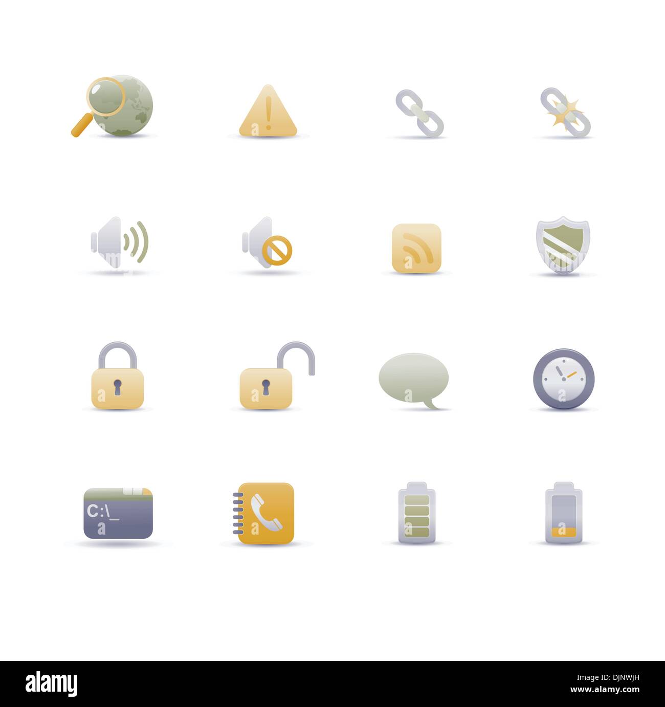 Vector illustration – set of elegant simple icons for common computer ...