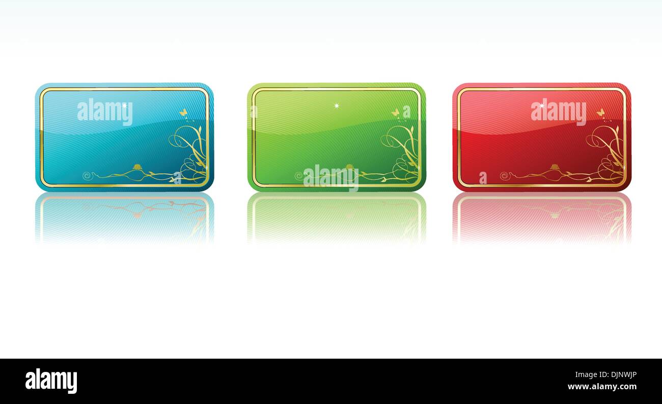 Vector illustration – set of elegant decorated gift cards in different ...