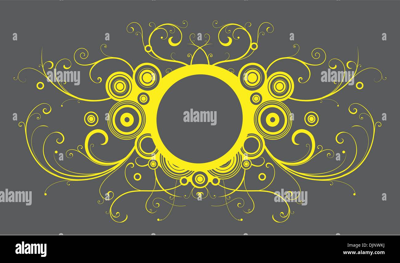 Vector illustration of abstract frame made of floral elements, funky ...