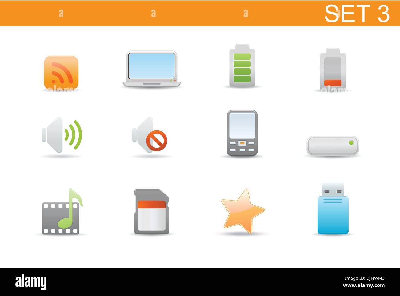 Vector illustration – set of elegant simple icons for common computer ...